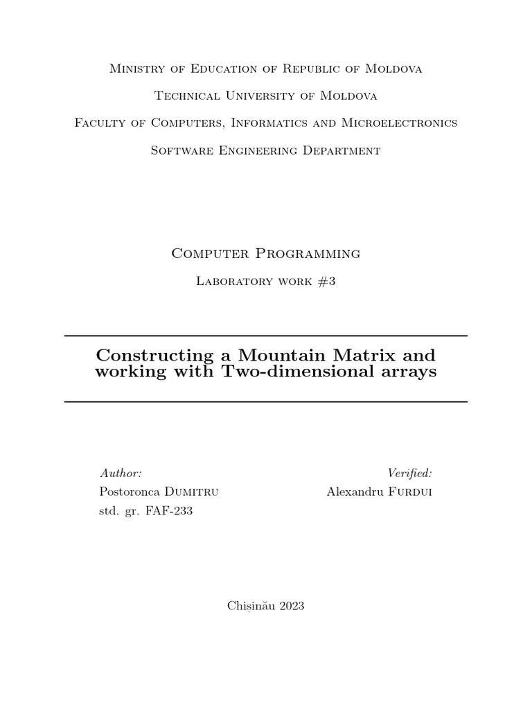 FAF233 Lab3 PostoroncaDumitru10 | PDF | Matrix (Mathematics) | Algorithms