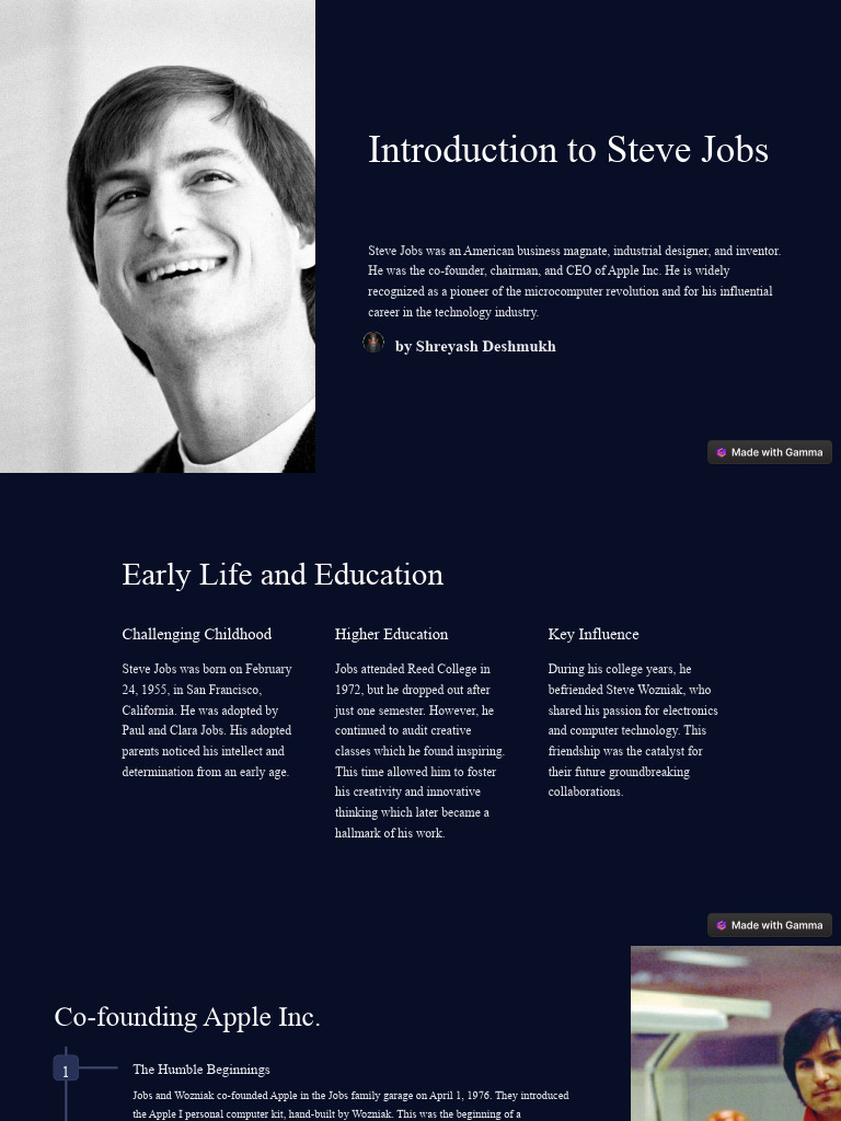 Introduction To Steve Jobs | PDF | Apple Inc. | Steve Jobs