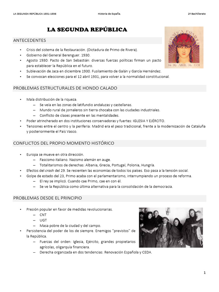 Esquemas Del Tema II República | PDF | España | Política de españa