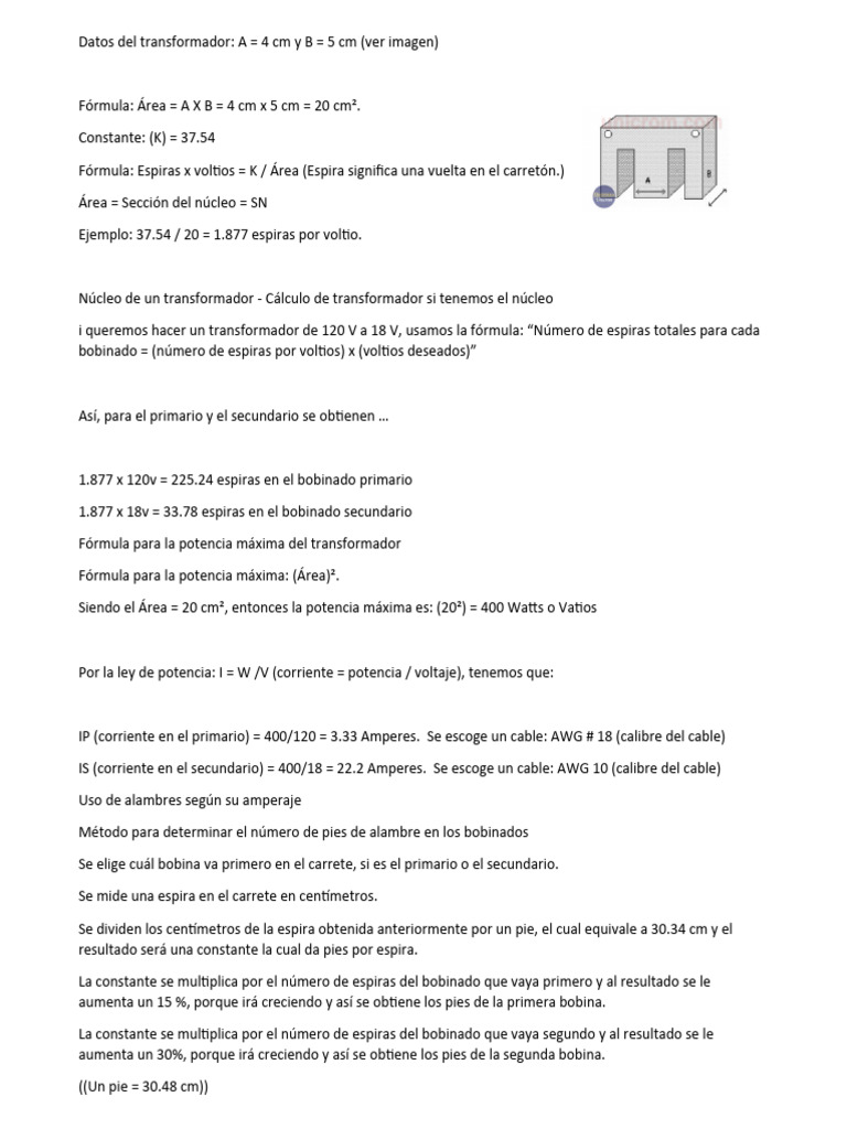 Datos Del Transformador | PDF | Transformador | Inductor