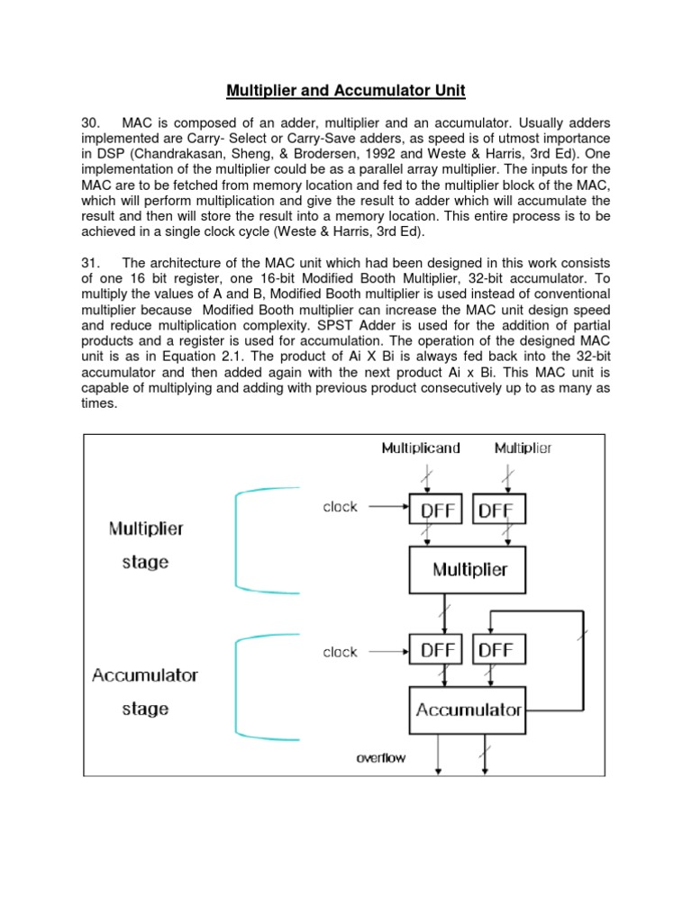 Multiplier and Accumulator Unit | PDF | Digital Signal Processor ...