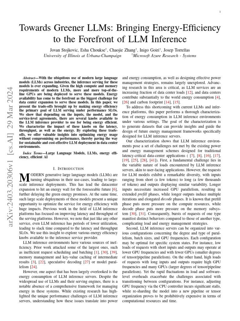 Towards Greener LLMS: Bringing Energy-Efficiency To The Forefront of ...