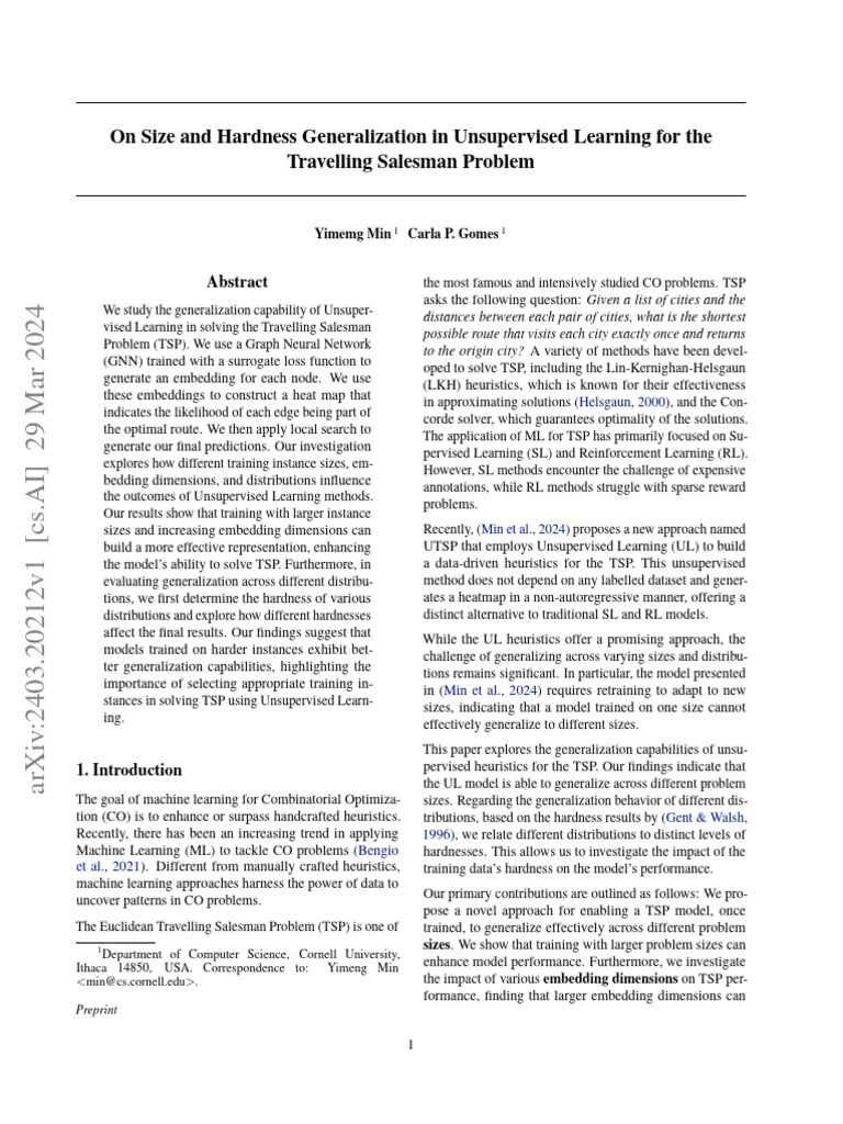 On Size and Hardness Generalization in Unsupervised Learning For The ... On Size and Hardness Generalization in Unsupervised Learning For The ...