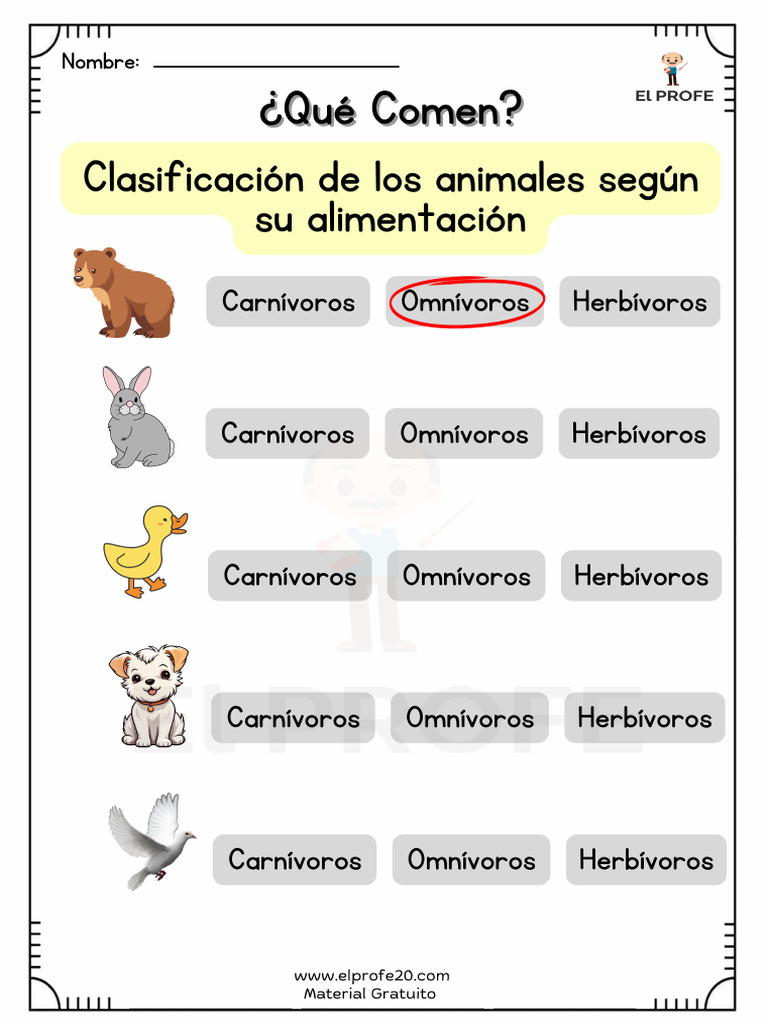 Animales-Carnívoros-Herbívoros-Y - Omnívoros | PDF
