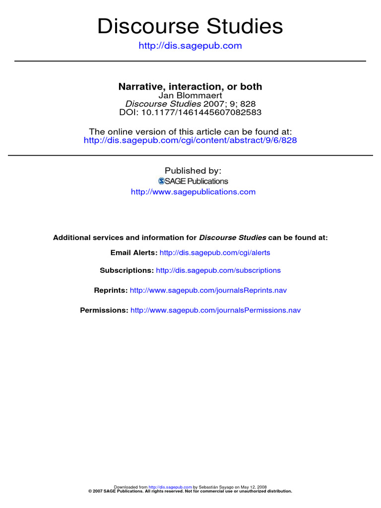 Blommaert - Narrative, Interaction, or Both | PDF | Human Communication | Linguistics