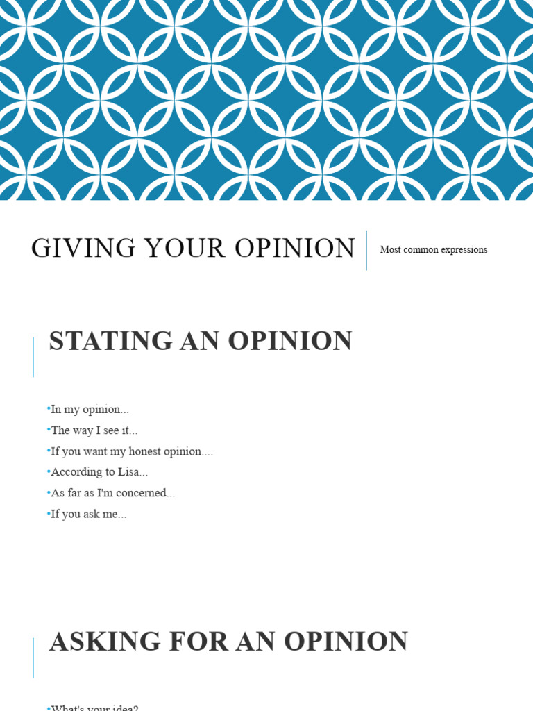 Giving Your Opinion | PDF