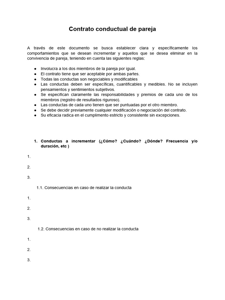 Contrato Conductual para Parejas | PDF