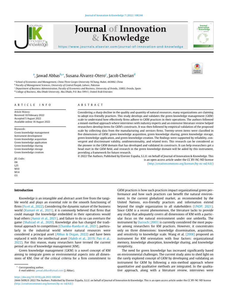 Green Knowledge 2 | PDF | Knowledge | Factor Analysis