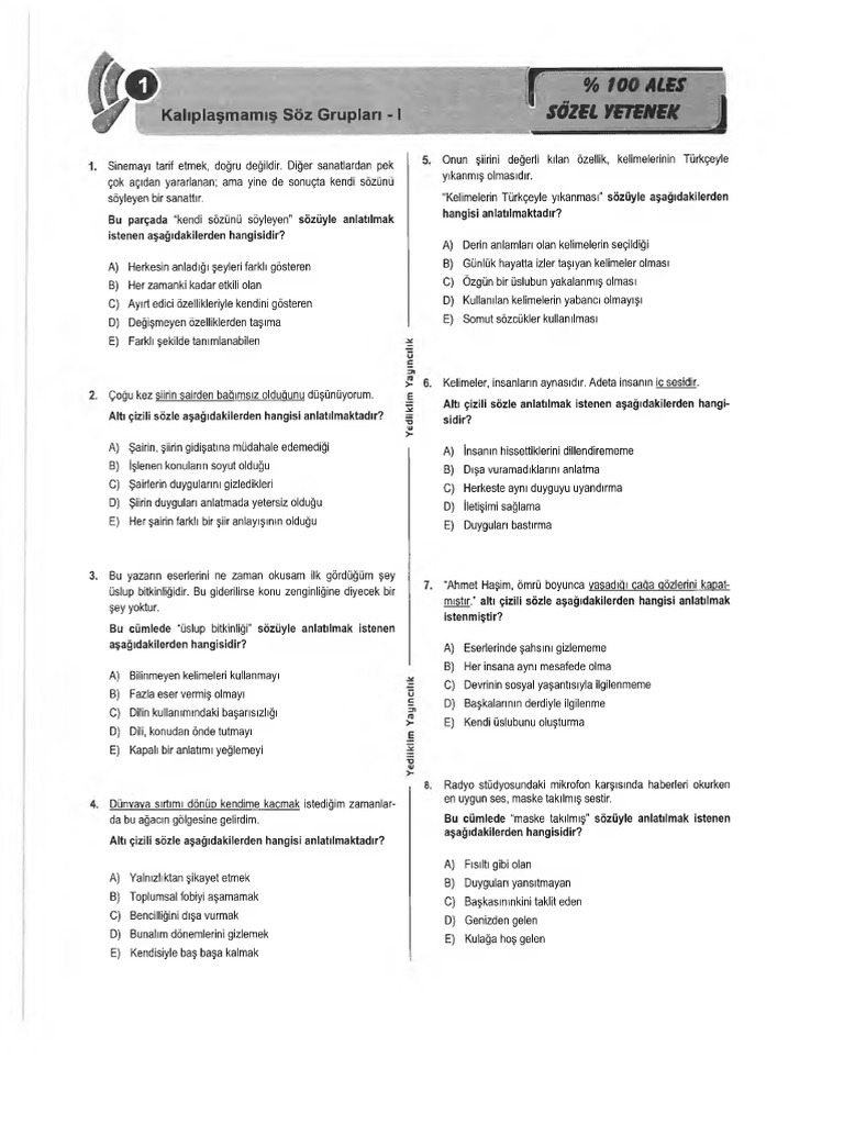 Ales Soru Bankasi PDF | PDF