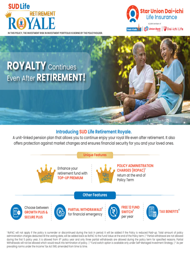 SUD Life Retirement Royale Plan Overview | PDF | Life Annuity | Insurance