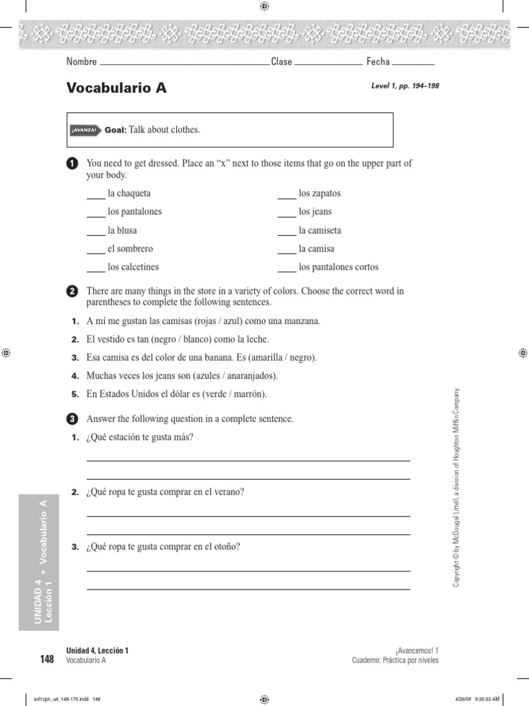 Unit 4 Workbook | PDF