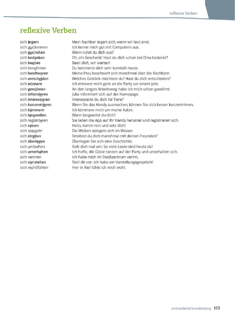 Reflexive Verben A2 | PDF