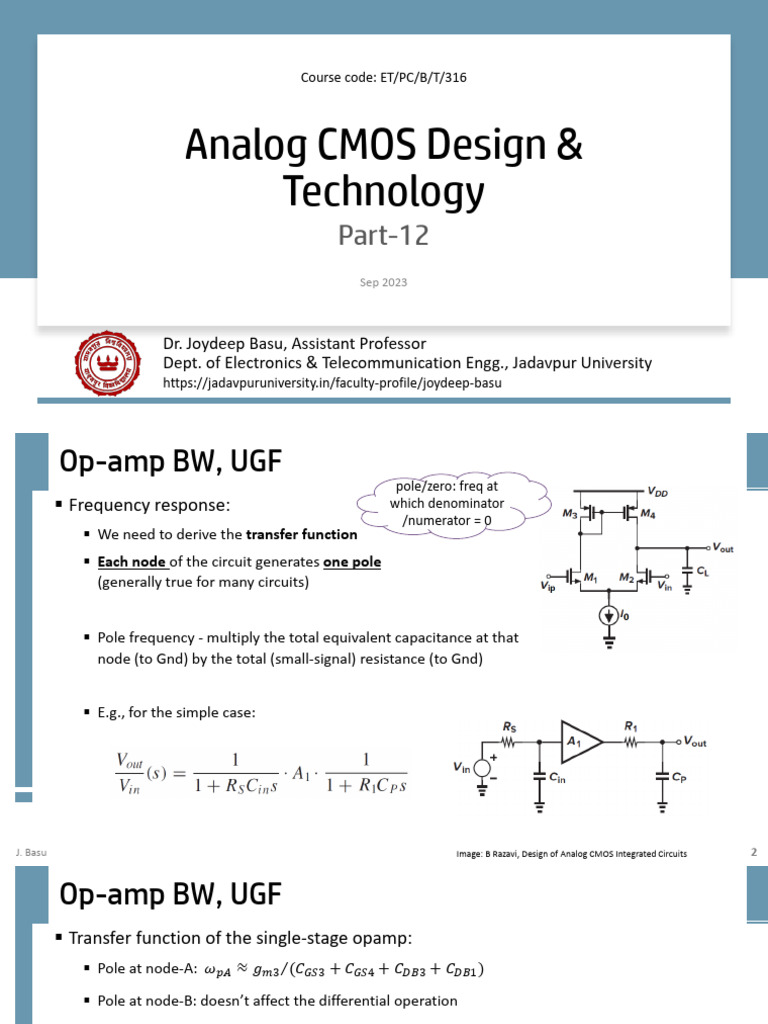 Class Analog Cmos Design And Tech Part 12 Pdf Operational