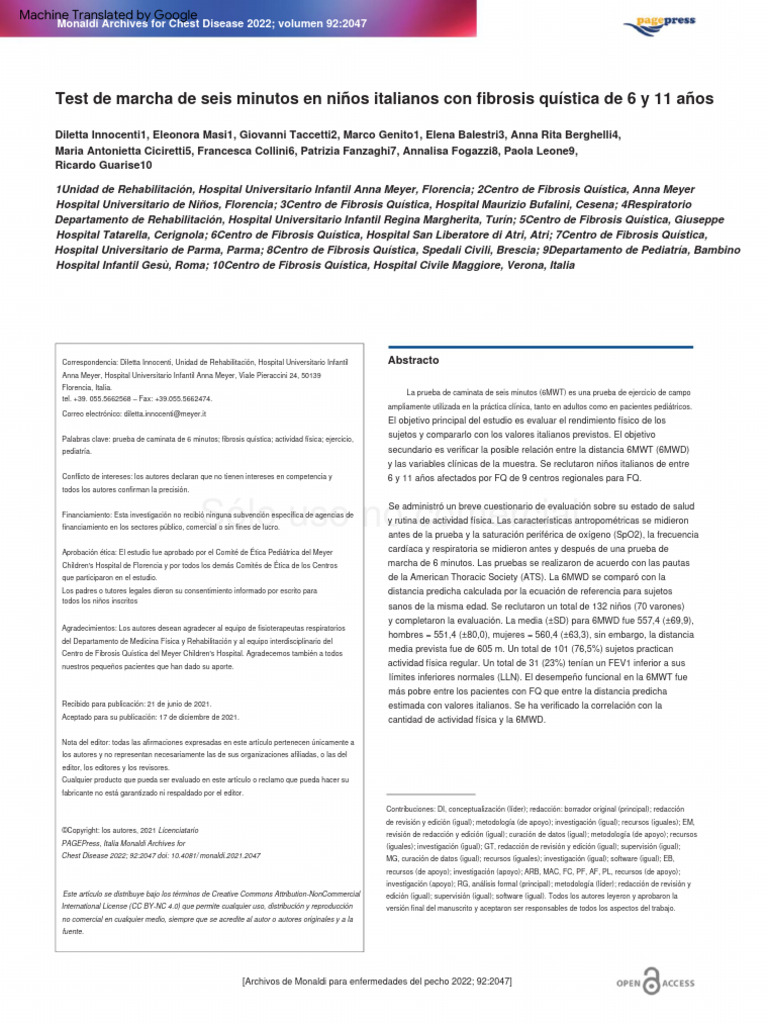 Six Minute Walk Test | PDF | Medicina CLINICA