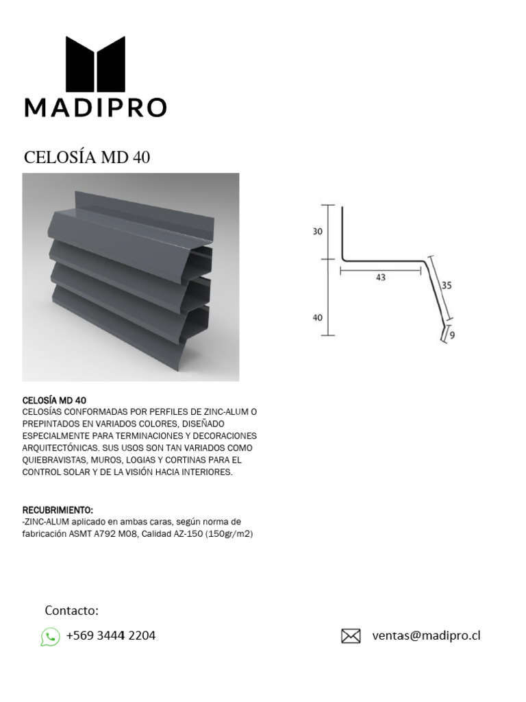 Ficha Tecnica Celosia MD 40 | PDF
