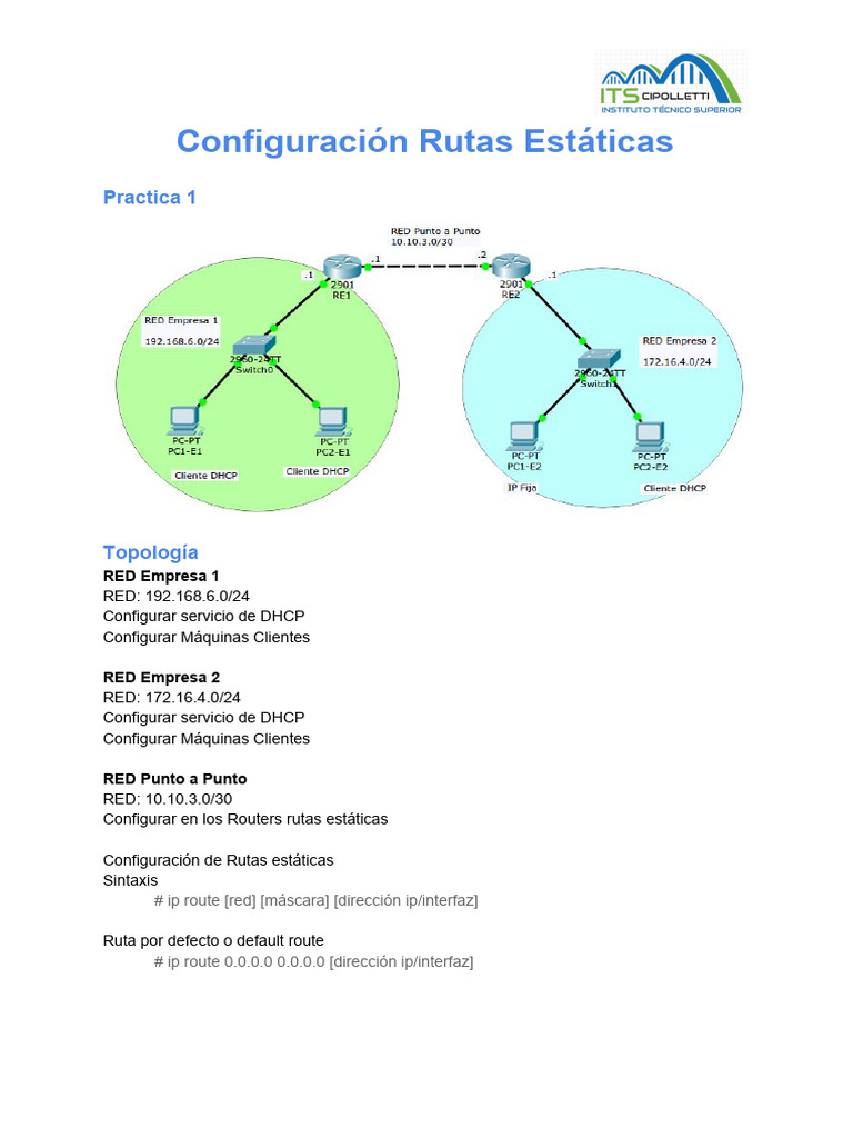 Configuración Rutas Estáticas | PDF