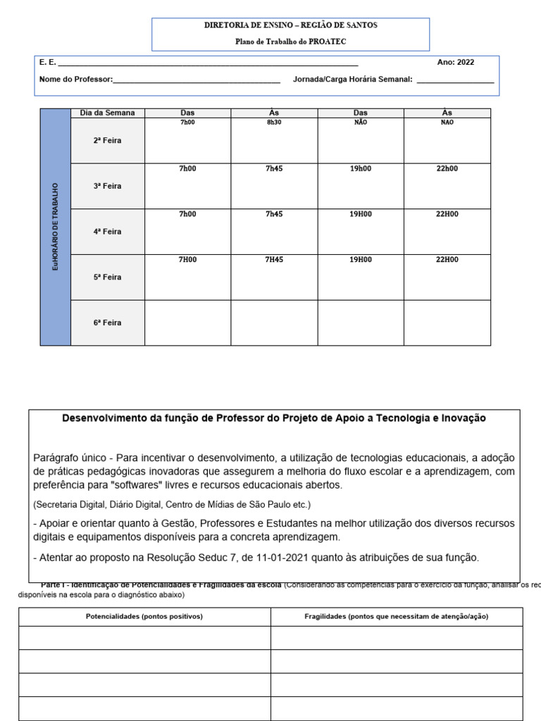 Proatec Plano de Trabalho 2022 | PDF | Tecnologia educacional Proatec Plano de Trabalho 2022 | PDF | Tecnologia educacional