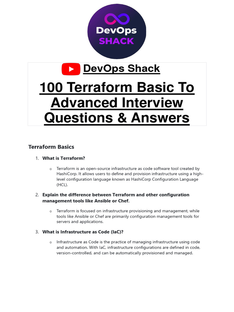 Terraform Interview Questions | PDF | Cloud Computing | Variable (Computer Science)
