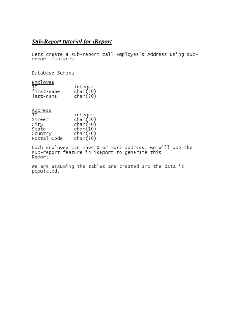 Subreport Tutorial Pdf Application Software Data Management Software