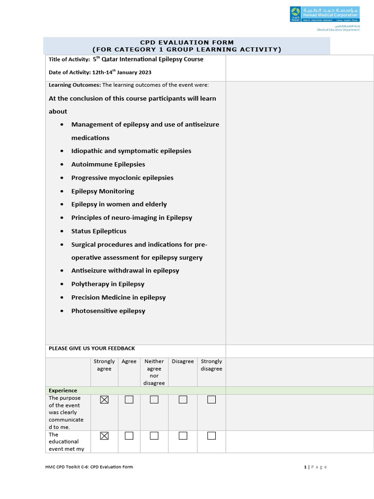 c6-Cpd Evaluation Form (For All Category 1&3 Activities) Latest | PDF ...