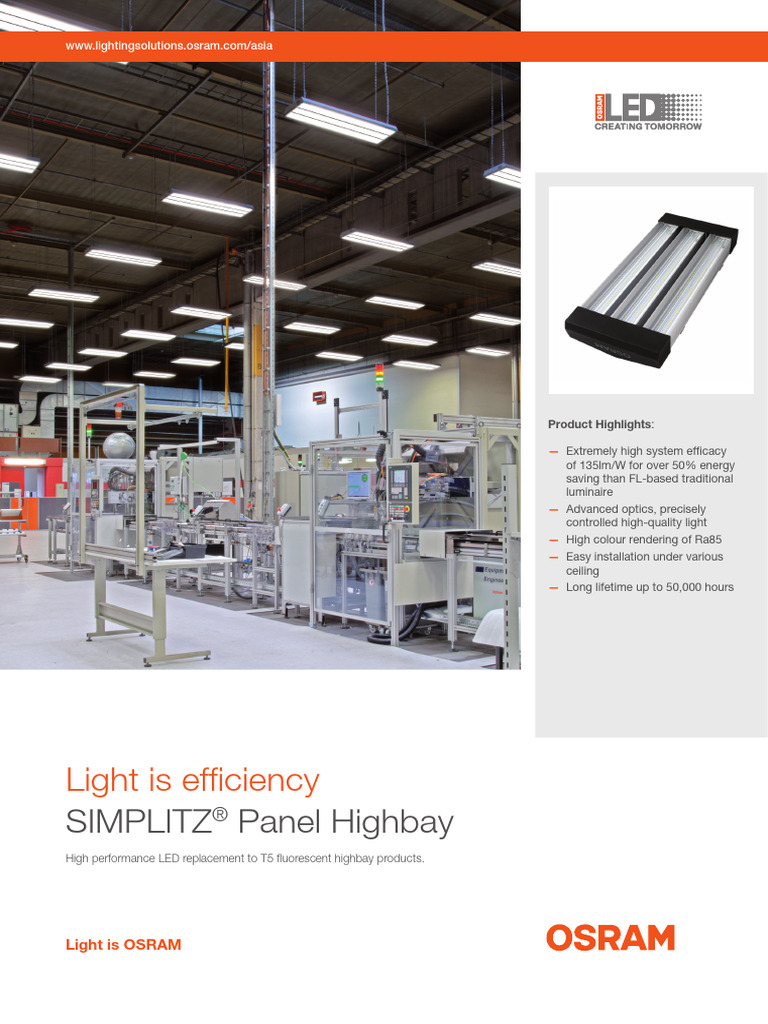En SIMPLITZ Panel Highbay Flyer | PDF | Light Emitting Diode | Lighting