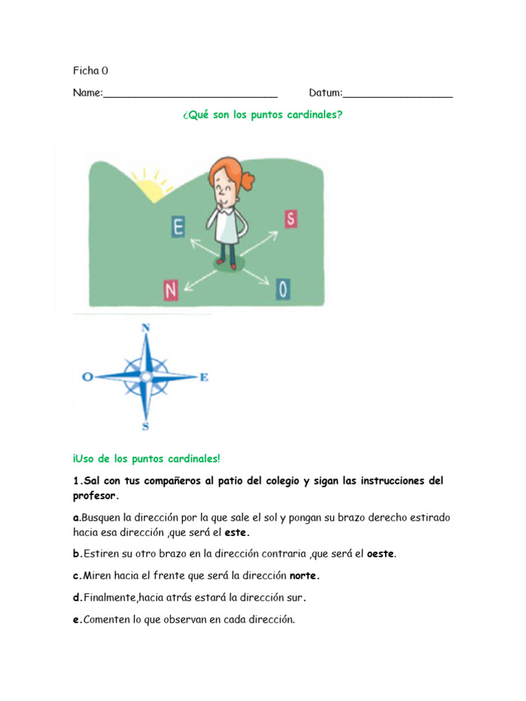 Uso y comprensión de puntos cardinales | PDF