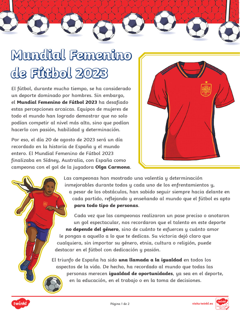 Mundial Femenino de Fútbol 2023: Igualdad y Triunfo | PDF | Asociación ...