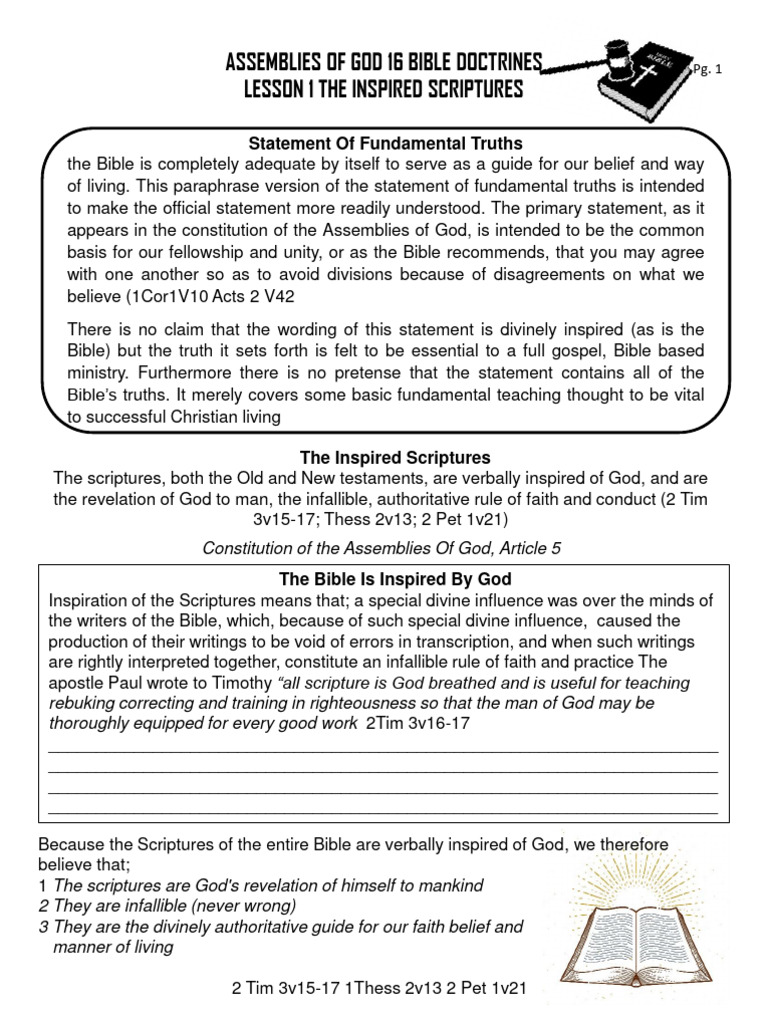 AG 16 Doctrines Lesson 1 Outline | PDF | Bible | Revelation