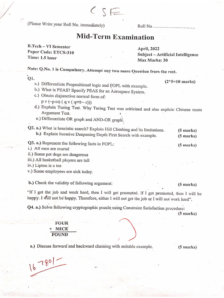 AI Question Paper | PDF