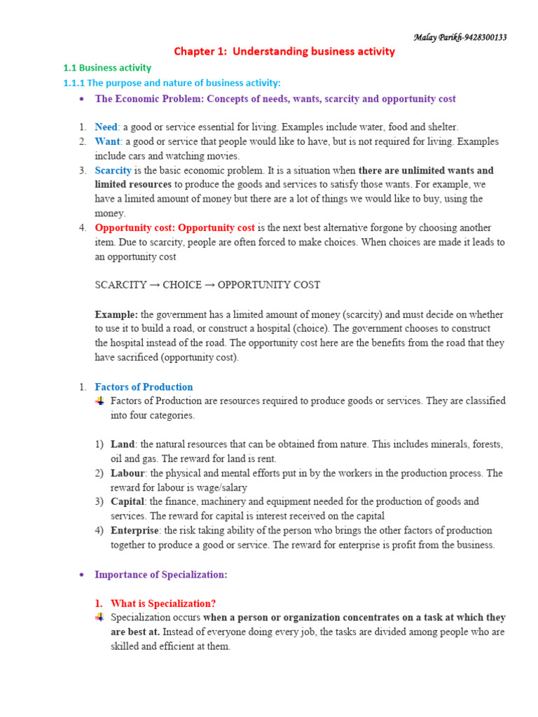 Unit 1 - Understanding Business Activity | PDF | Partnership | Franchising