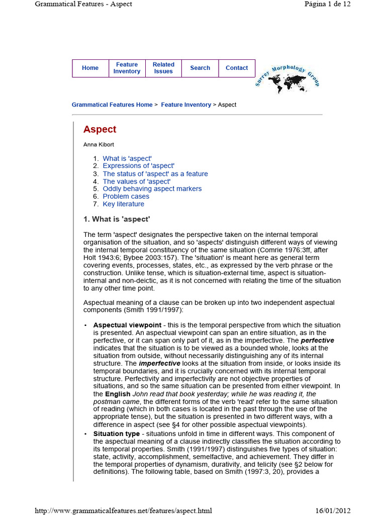 Kibort - Aspect | PDF | Verb | Grammatical Tense