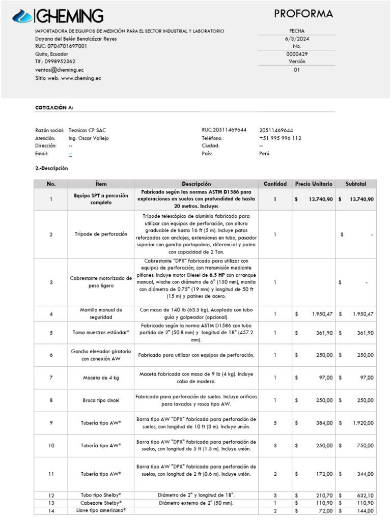 Proforma - Oscar Vallejo-Signed | PDF | Perforación