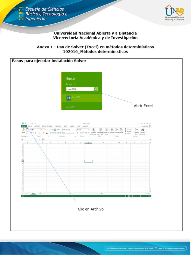 Guía: Uso de Solver en Excel UNAD | PDF | Microsoft Excel | Informática
