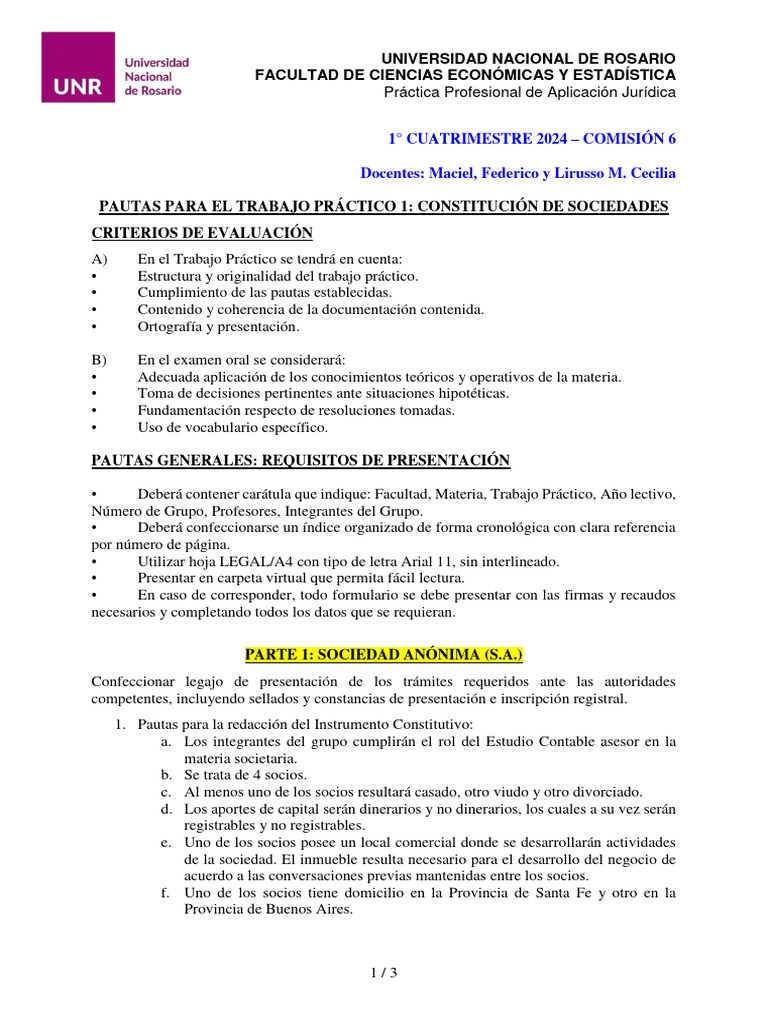 Pautas 1° TP 2024-1C Comision 6 | PDF