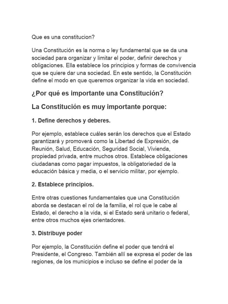 Importancia y Funciones de una Constitución | PDF | Legislador ...
