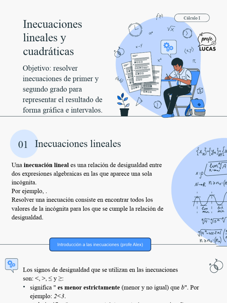 Inecuaciones Lineales y Cuadráticas | PDF | Desigualdad (Matemáticas) | Objetos matemáticos