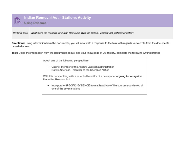 Indian Removal Act: A Historical Debate | PDF