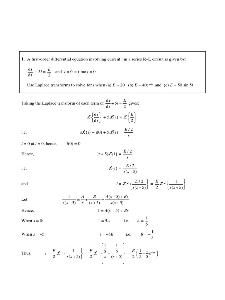 Laplace Transform Examples - 101023 | PDF | Laplace Transform ...