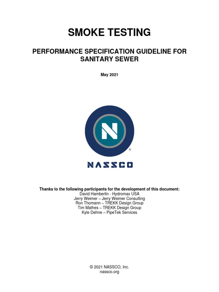 NASSCO Specification Guideline - Smoke Testing - May 2021 | PDF | Storm ...