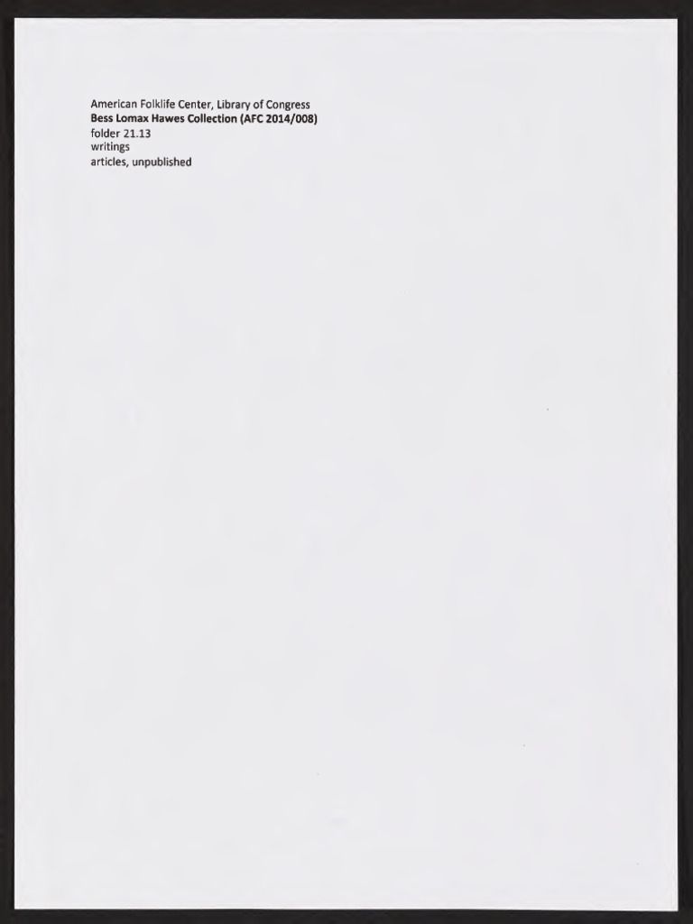 Bess Lomax Hawes Folklore Collection | PDF