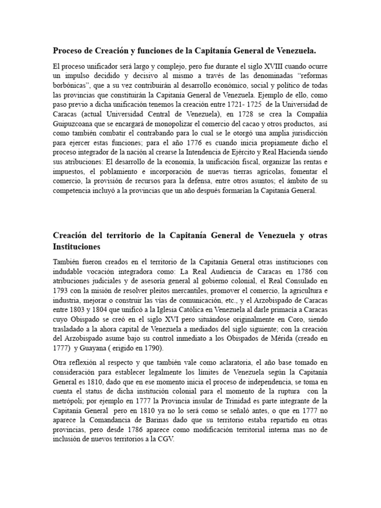 Capitanía General de Venezuela en 1777 | PDF | Venezuela