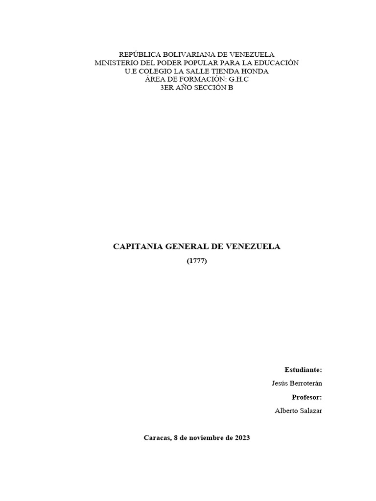 Capitanía General de Venezuela (1777) | PDF | Venezuela
