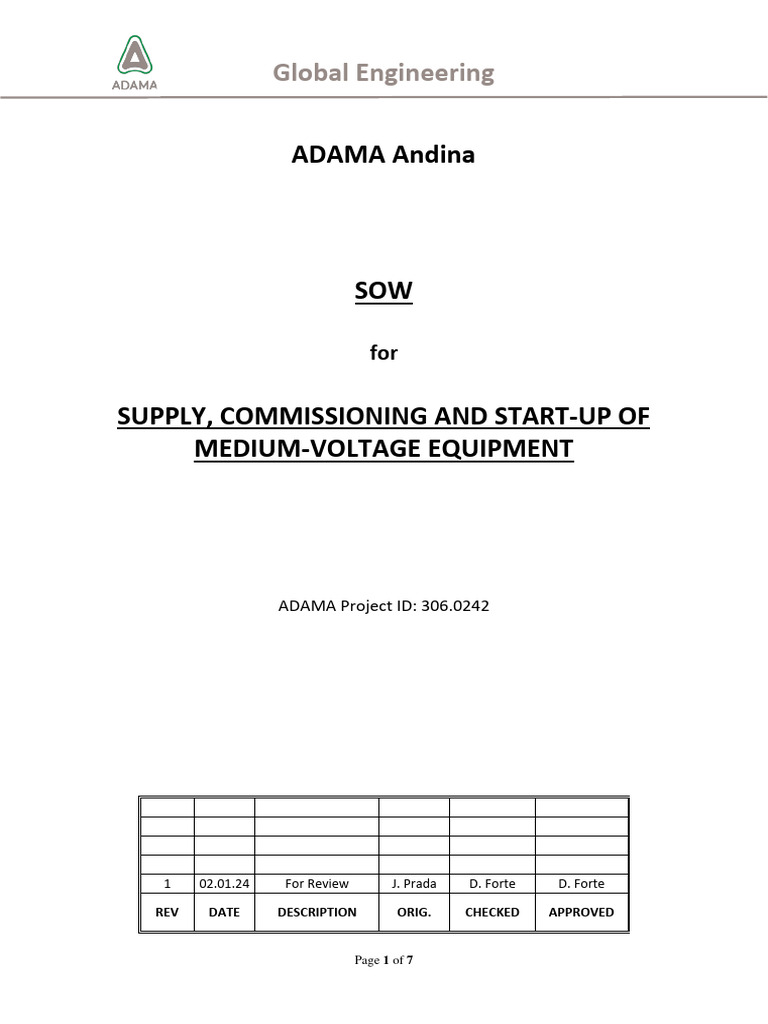 SOW Medium-Voltage Equipment 2024.01.02 | PDF | General Contractor