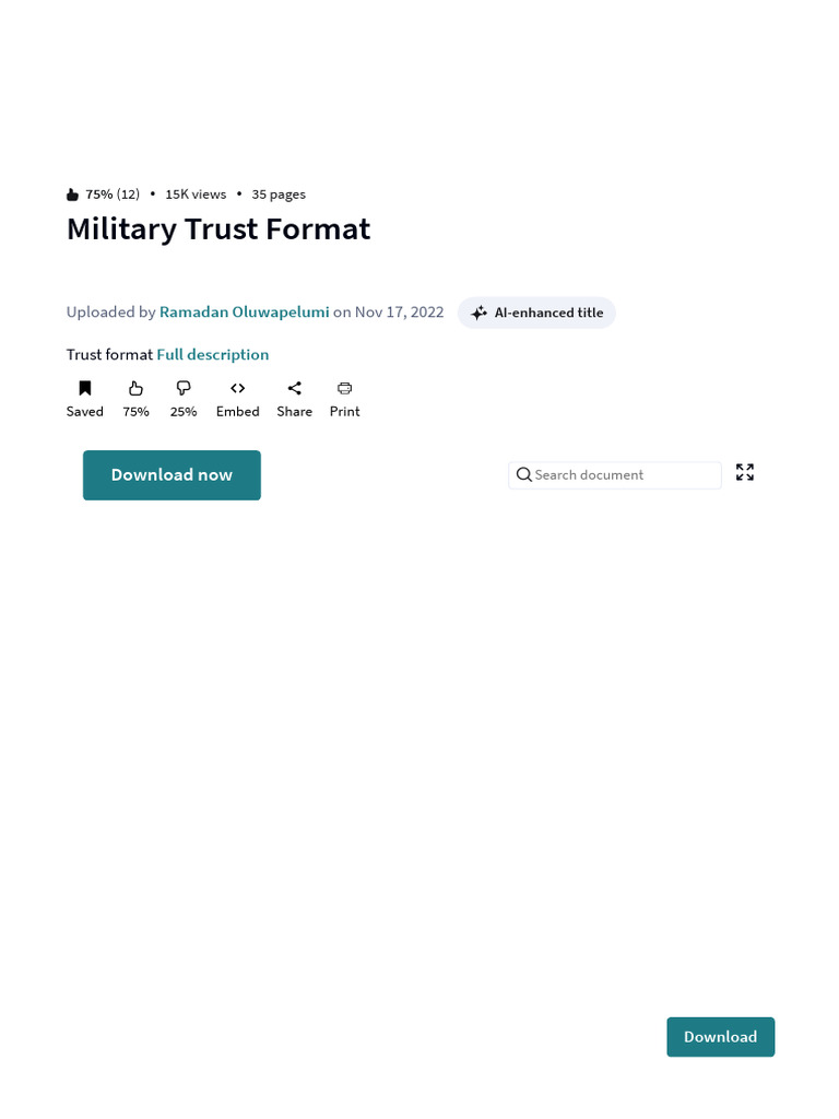 Military Trust Format: Ramadan Oluwapelumi Full Description | PDF ...
