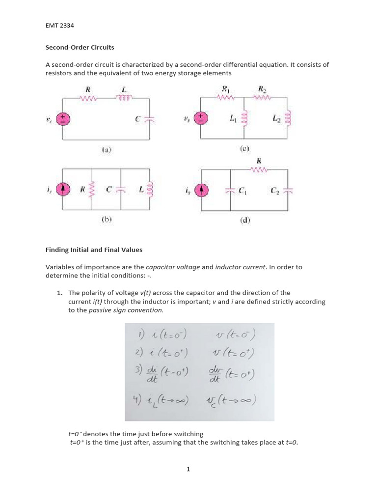 Second Order Circuits - Intro - 290923 | PDF | Electrical Network ...