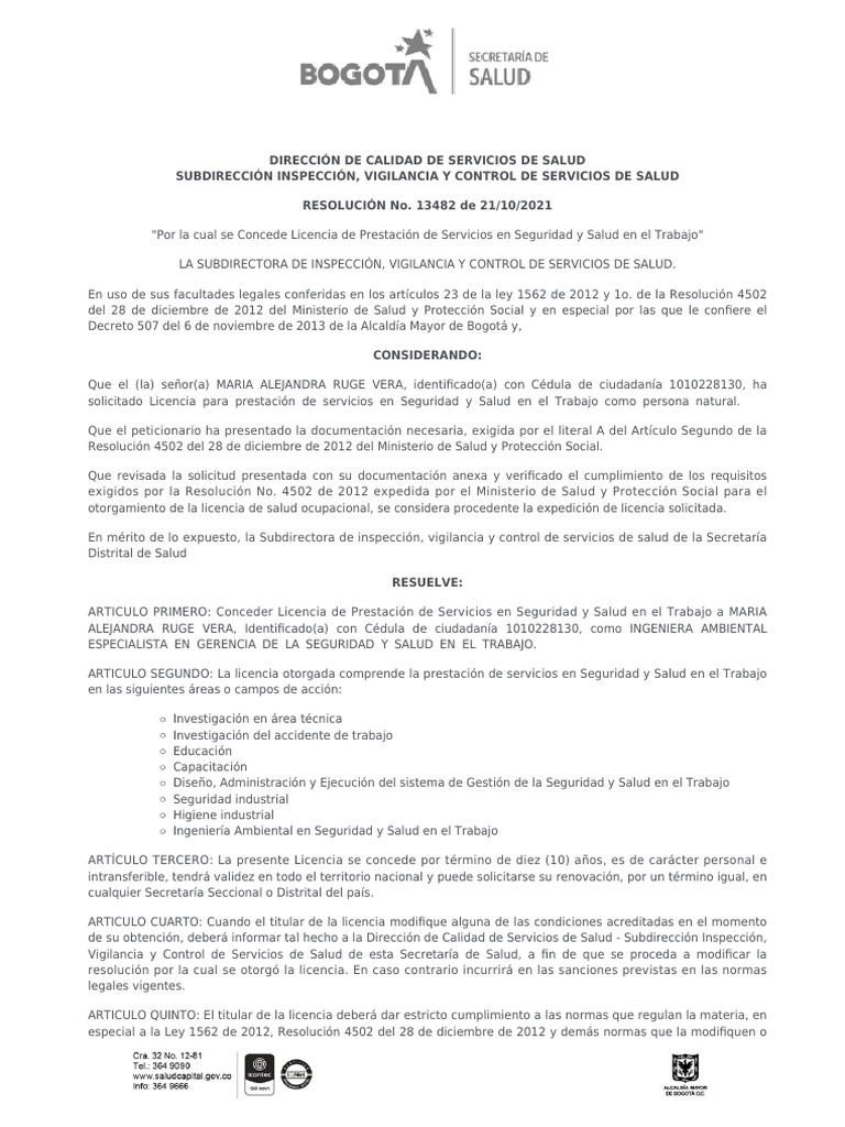 Resolucion SST 12977 | PDF | Documento de identidad