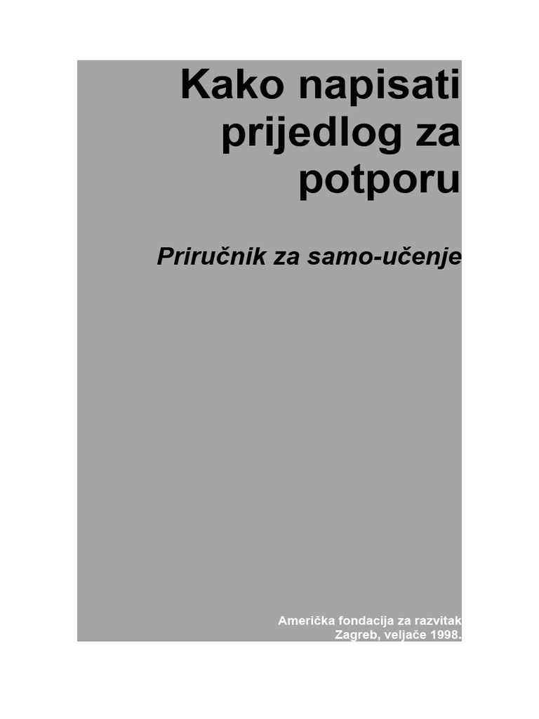 Kako Napisati Prijedlog Za Potporu Prirucnik Za Samo Ucenje | PDF