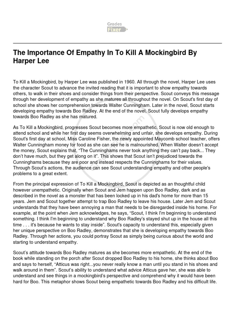 The Importance of Empathy in To Kill A Mockingbird by Harper Lee ...