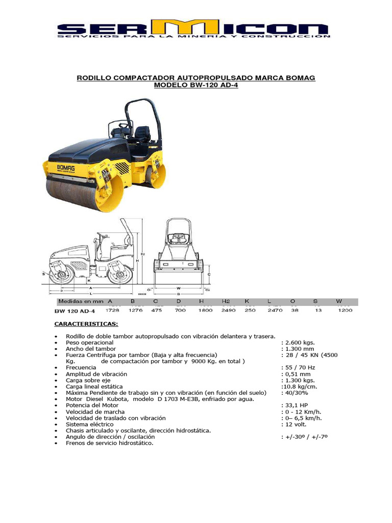 Ficha Tecnica Rodillo Vibrat 2 Rolas | PDF