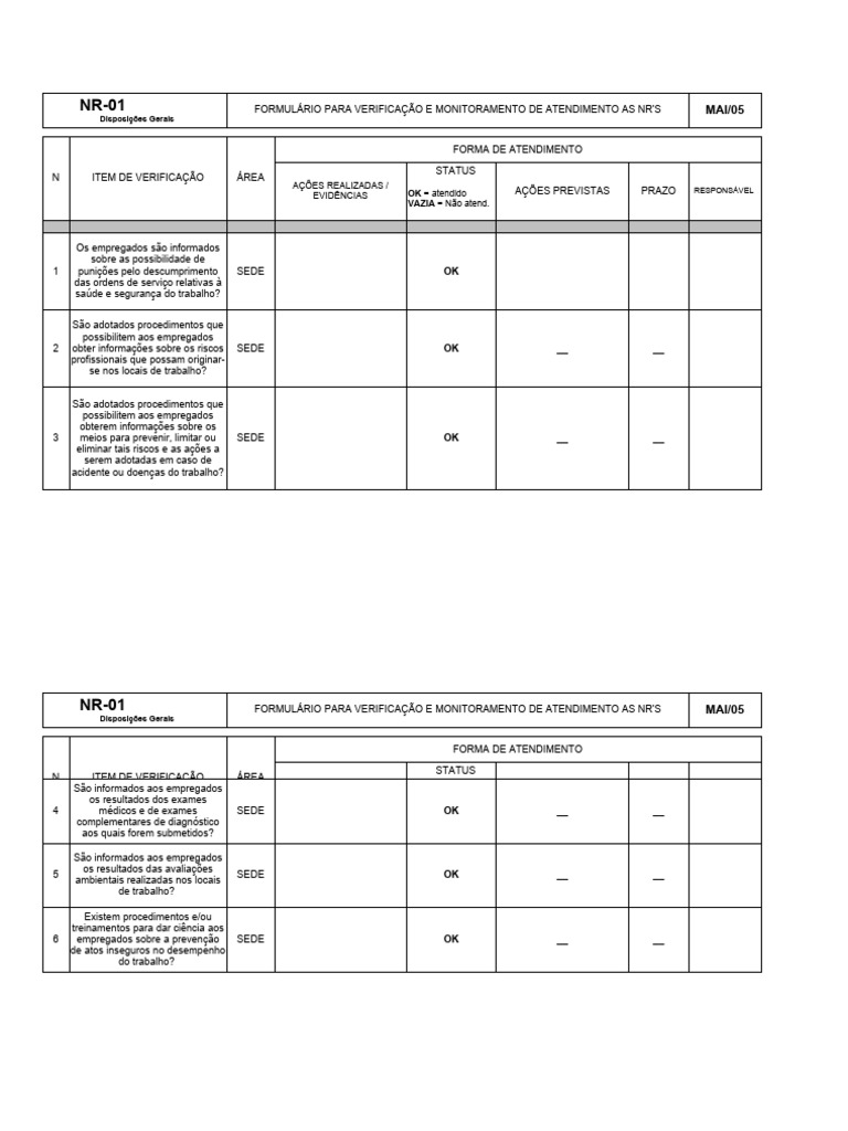 Cópia de Verificacao - NRs | PDF | Remédio | Desenvolvimento profissional